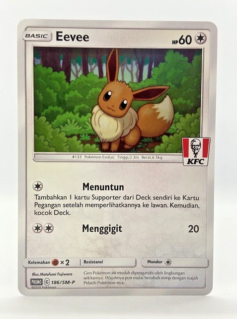 LIMITED 2021 POKEMON Cards Indonesian Eevee KFC Promo 186/SM-P Mint $50 ...
