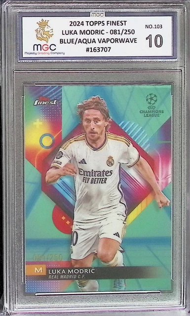 LUKA MODRIC REAL Madrid Blue/Aqua Vaporwave /250 2024 Topps Finest MGC ...