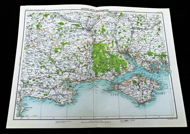 1893 ANTIQUE MAP of Southampton The Isle of Wight Solent River Poole ...