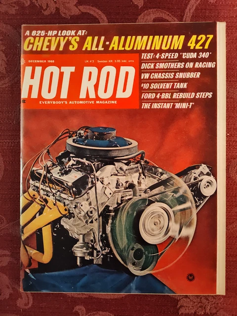 RARE HOT ROD Car Magazine December 1968 Chevy Aluminum 427 Dick Smothers Racing £15.17 - PicClick UK