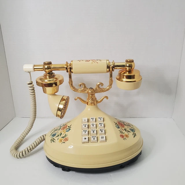 VINTAGE-1973 &EMPRESS& PUSH Button Telephone-Creamy Yellow With Flowers ...