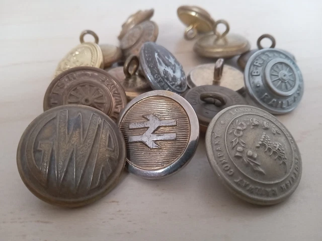 JOB LOT OF 16 Railway Vintage Buttons British Rail Gwr London Midland ...
