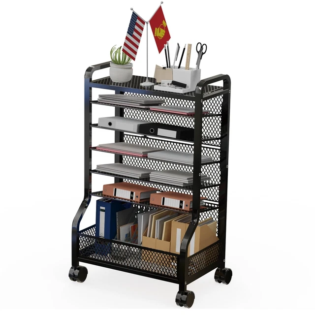 7-TIER ROLLING FILE Cart with Hanging File Folders Mobile File ...