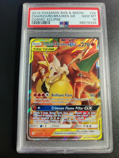 CHARIZARD & BRAIXEN GX | PSA 10 GEM MINT | 2019 SM Cosmic Eclipse #22 | Pokemon EUR 90,04 ...