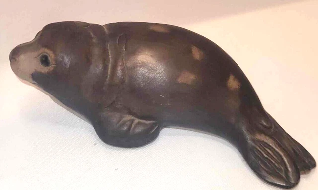 POOLE POTTERY VINTAGE Stoneware Brown Seal Pup World Wildlife Fund 5.5 ...