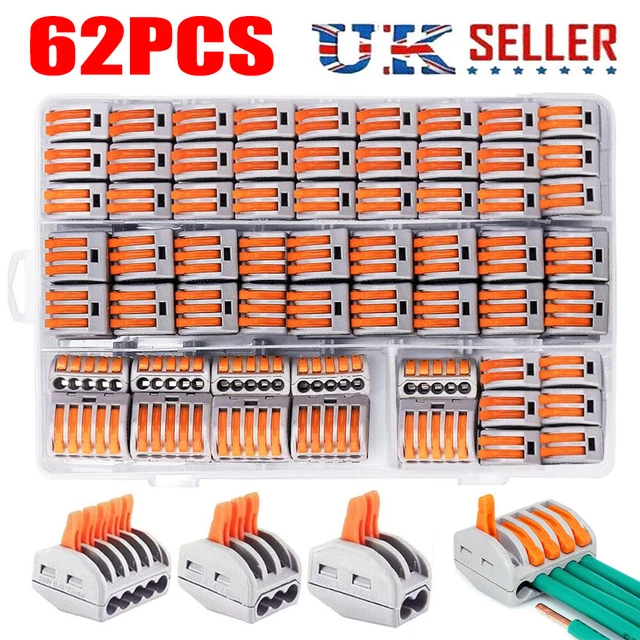 62 X REUSABLE Electrical Connectors Wire Block Terminal Cable 2,3,5 Pin ...