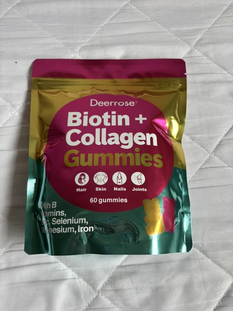 DEERROSE BIOTIN + Collagen Gummies with magnesium, iron 60 Gummies BNWT ...