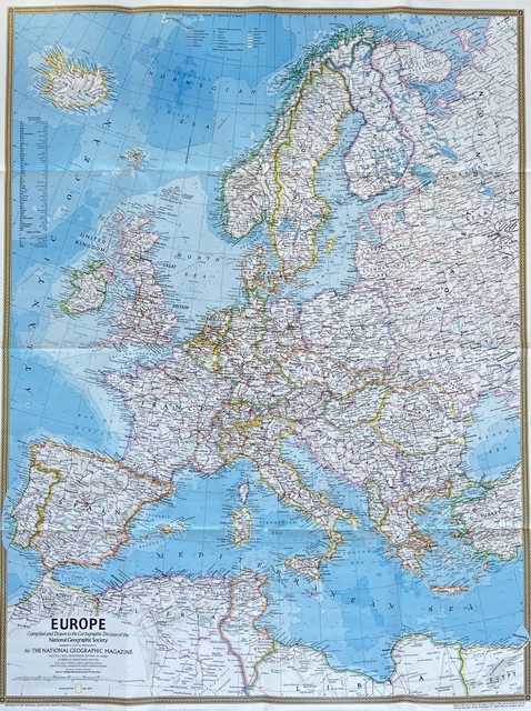 VINTAGE MAP OF the Europe with a Network of Superhighways - National ...