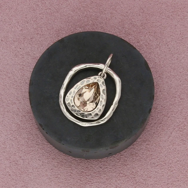GRACE & HEART sterling silver hammered crystal drop pendant £89.46 ...