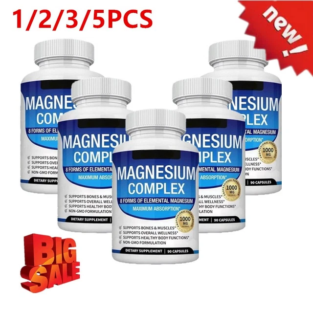 1-5PCS MAGNESIUM COMPLEX 1000mg,8 Elemental Magnesium for Overall ...
