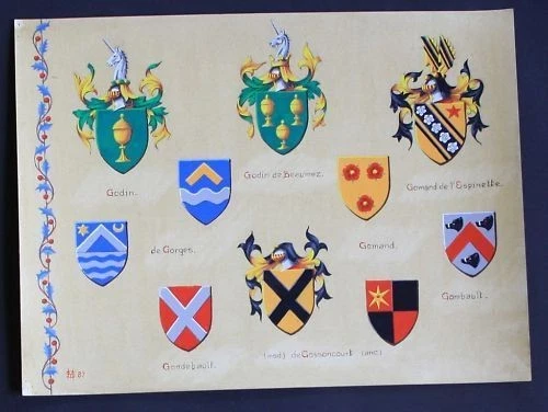 GODIN GOMAND GOMBAULT Gondebault Gorges Blason Wappen coat of arms EUR ...