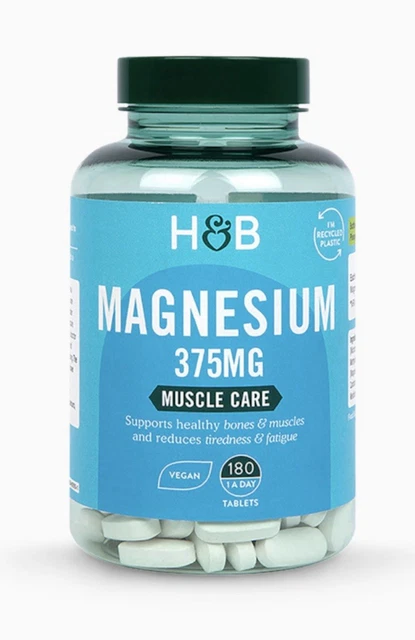 H&B HOLLAND & Barrett Magnesium 375mg Tablets, 180-Pack, Vegan,In New ...