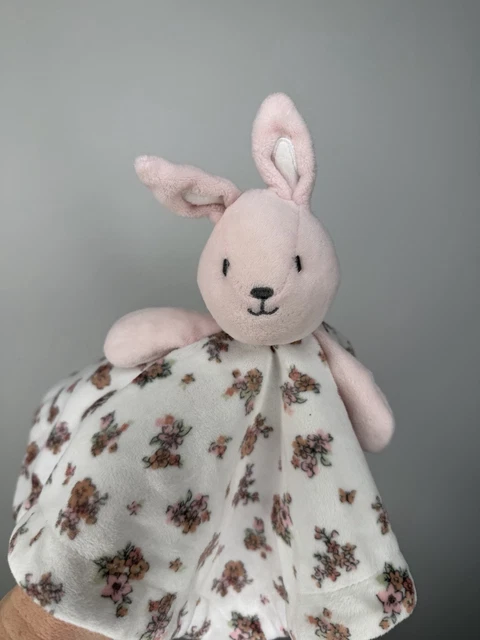 LITTLE NUTMEG MORRISONS Pink & White Floral Rabbit Bunny Comforter Soft ...