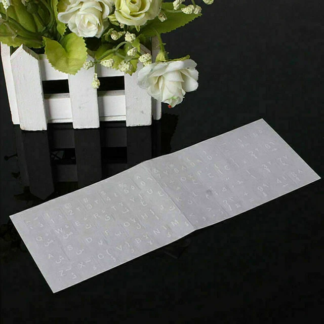WHITE LETTERS ARABIC Layout Transparent Keyboard Sticker Reflection ...