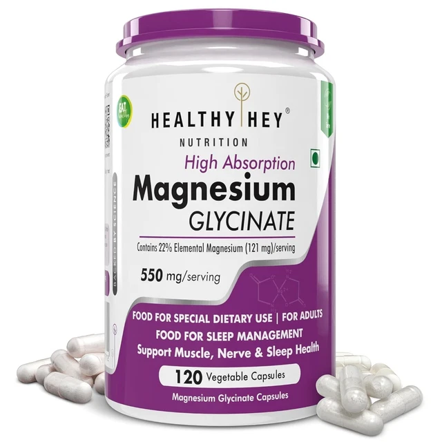 MAGNESIUM GLYCINATE SUPPLEMENT High Absorption for Sleep, Cramps, 120 ...