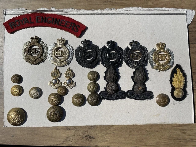 BRITISH ARMY COLLECTION The Royal Engineers Cap Badges, Buttons, Titles, Collars £26.72 ...