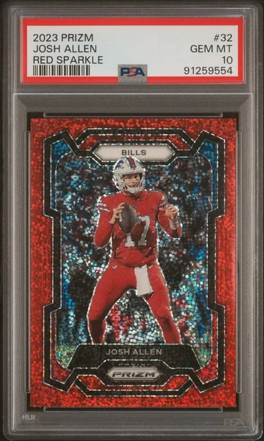 2023 PANINI PRIZM Josh Allen #32 Red Sparkle Prizm SP Buffalo Bills PSA ...