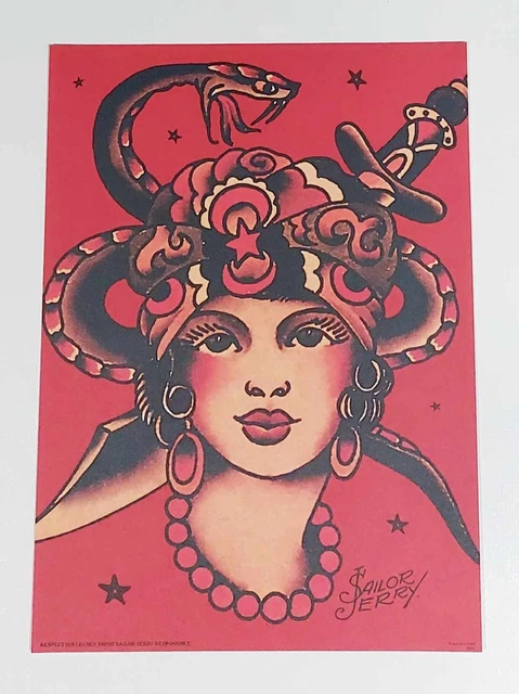 SAILOR JERRY SPICED Rum Limited Edition Poster Print Tattoo 'Medusa ...