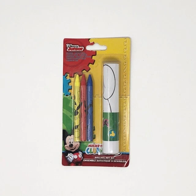 DISNEY JUNIOR MICKEY Mouse Clubhouse Rolling Art Kit 3 Crayons Paper ...
