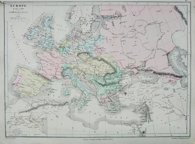 CARTE GÉOGRAPHIQUE ANCIENNE - EUROPE de 1815 à 1866 EUR 10,00 - PicClick FR