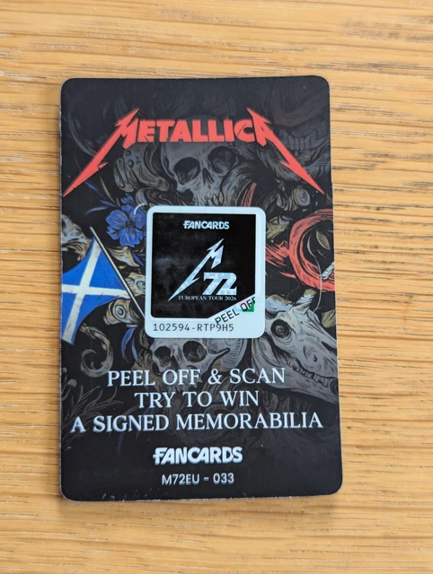 METALLICA M72 GLASGOW 2026 Exclusive design Fan Card MINT CONDITION ...
