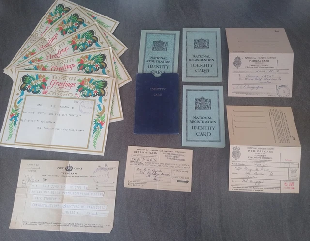WW2 NATIONAL REGISTRATION IDENTITY CARDS, 1951 TELEGRAMS, 1960's ...