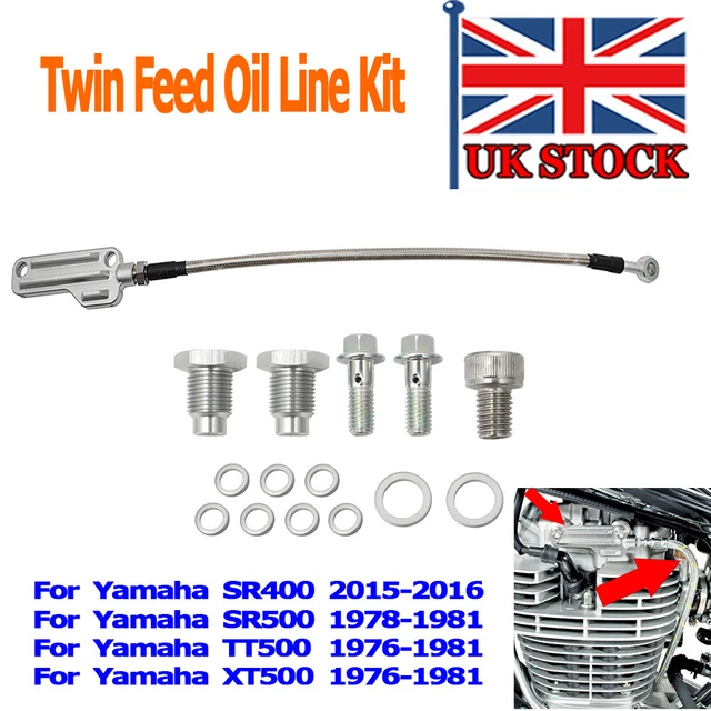 TWIN FEED OIL Line Finned Kit For Yamaha SR400 15-16 SR500 TT500 XT500 ...