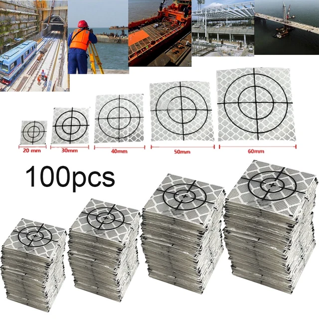 100PCS 20-60MM REFLECTOR Sheet Reflective Tape Target For Total Station ...