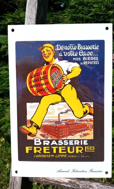 PLAQUE EMAILLEE PUBLICITAIRE Biere Freteur Email Veritable Made In ...