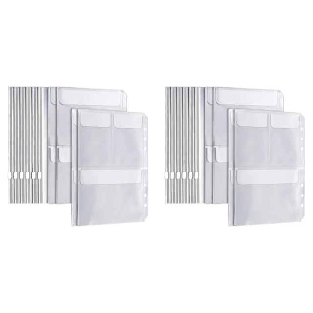 40PCS A5 6 Binder Pockets 3 Types Envelope,Zipper Closurek Bill Pouch ...