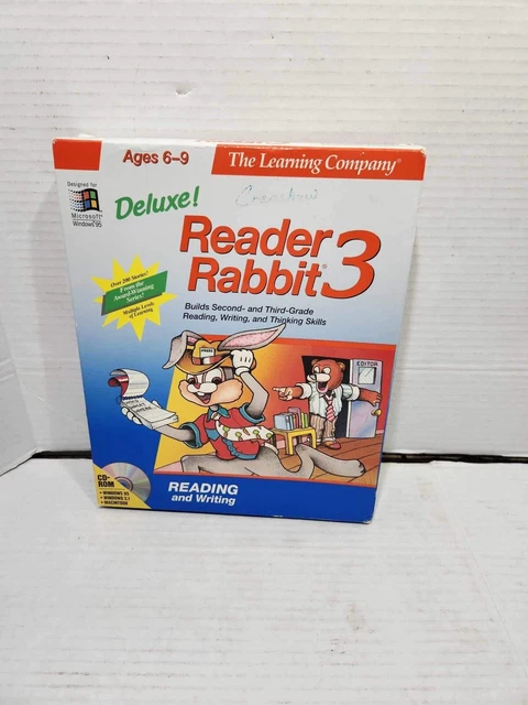 DELUXE READER RABBIT 3 The Learning Company Big Box PC Game NEW! DOS ...