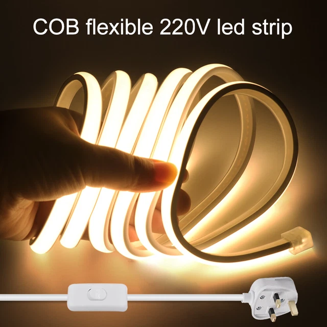 NEON LED STRIP Light 220V COB High Density Flexible Tape Cabinet ...