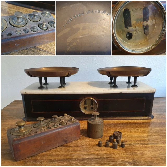 Antique Scale Napoleon Iii Carried 10 Kg With Its Weights Brass Punch £