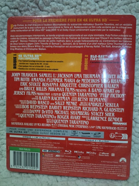 PULP FICTION - Edition Limité SteelBook - 4K Ultra HD + Blu-Ray - NEUF ...