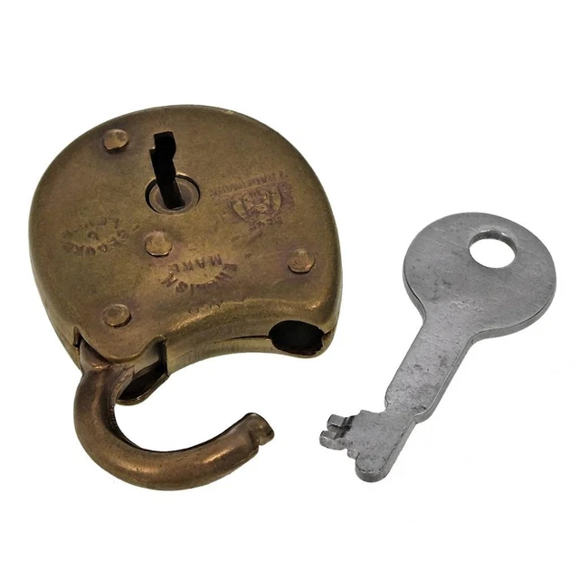 LOWE & FLETCHER Squirrel Trademark Vintage Brass Padlock with Key - ref ...
