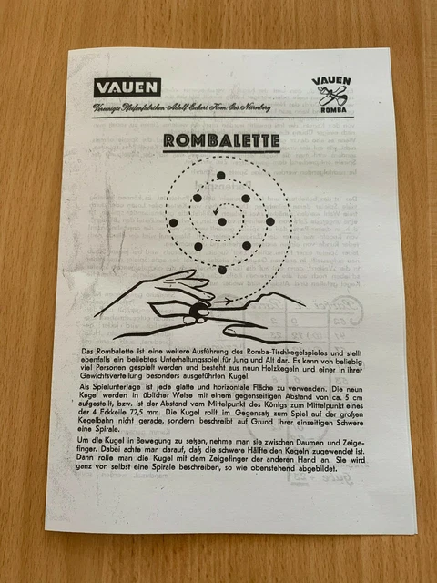 ROMBALETTE TISCHKEGELSPIEL ROMBA Vauen Kopi Anleitung ...