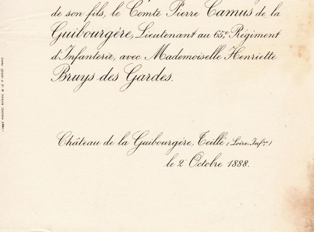 PIERRE CAMUS DE La Guibourgere Château De La Guibourgère 1888 Bruys des ...