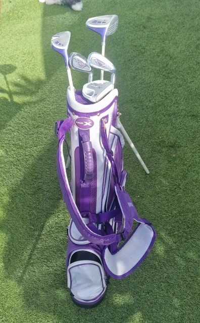 TOUR X JUNIOR Right Handed Jr Purple Kids 5 Pc Golf Set Stand Bag £55. ...