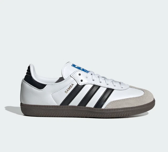 ADIDAS SAMBA OG Cloud White Core Black GS & Womens White Sports Sneaker ...