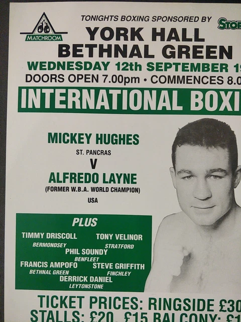 ORIGINAL ON SITE POSTER/HANDBILL. Mickey Hughes v Alfredo Layne.York ...