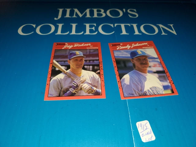 1990 DONRUSS #379 Randy Johnson Seattle Mariners & #448 JAY BUHNER COUR ...