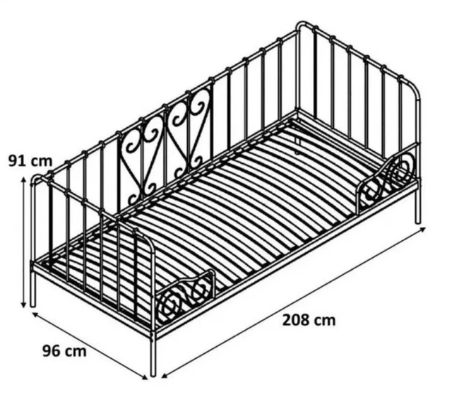 IKEA MELDAL BLACK Metal Day Bed Single Frame £47.48 - PicClick UK