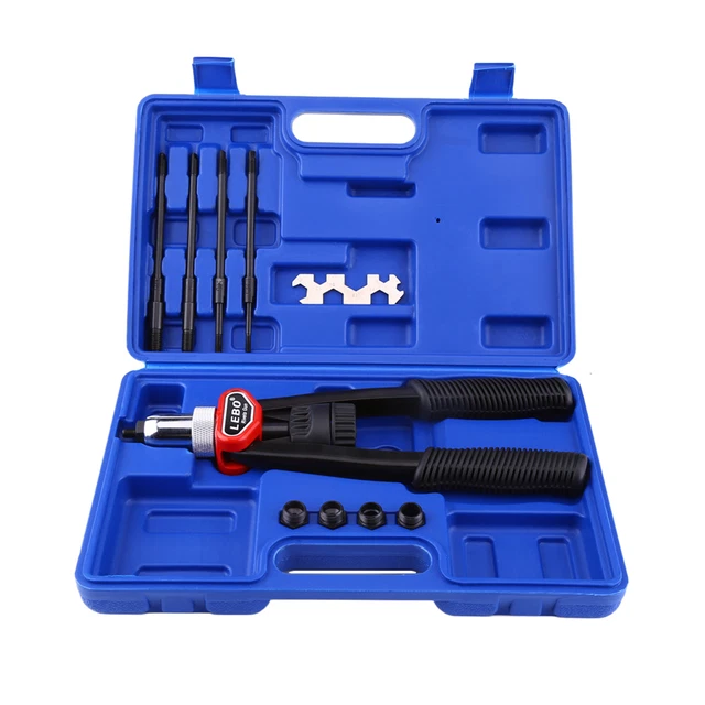 SET OF HAND Nut/Thread Riveter Kit Rivet Gun w/ Nosepieces 5mm 6mm 8mm ...