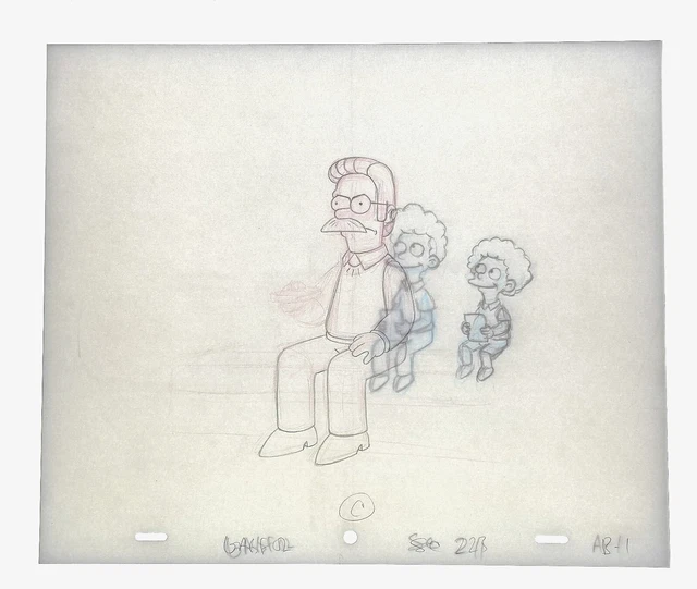 NED FLANDERS TODD Rod Original Production Art Drawing The Simpsons ...