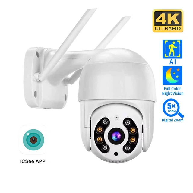 WIRELESS PTZ CAMERA HD 1080P Color Night Vision Wifi IP Camera Outdoor ...