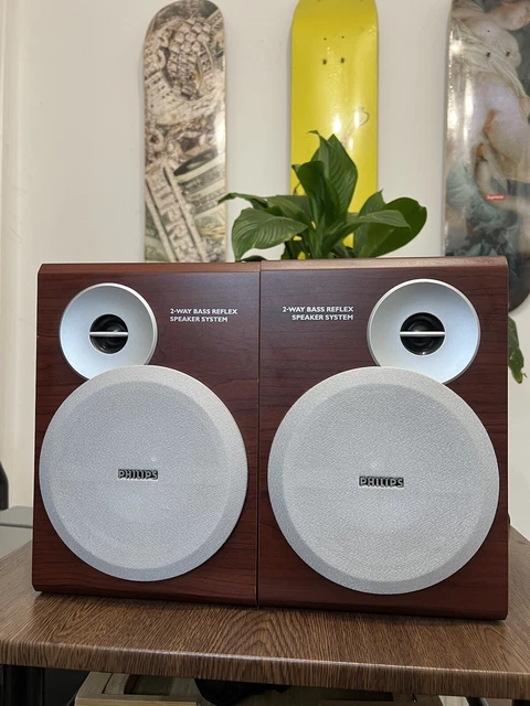 PHILIPS SPEAKERS SYSTEM 2 way bass reflex speakers - brown\ grey - MCD510 hi fi £25.00 - PicClick UK