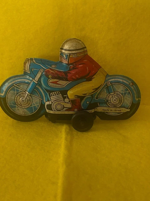 VINTAGE TIN LITHO friction racing motorcycle bike toy made in Japan ...