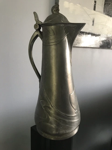 GRAND PICHET COUVERT ETAIN Jugendstil ZINN allemagne 1900 décor EUR 44 ...