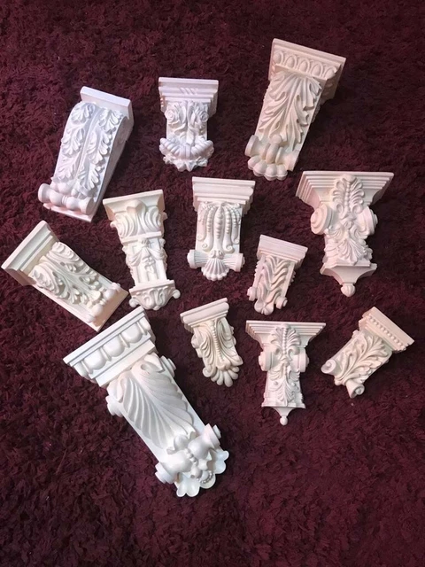 TRADITIONAL PLASTER CORBELS X2 (pair) Brackets Scroll Decorative Height ...