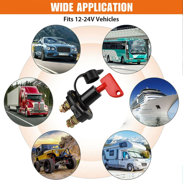 200A BATTERY ISOLATOR Disconnect Rotary Switch Cut On/Off for Car Boat ...